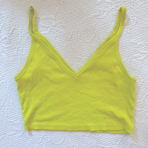 Zara | Tops | Neon Yellow Cropped Tank Top | Poshmark